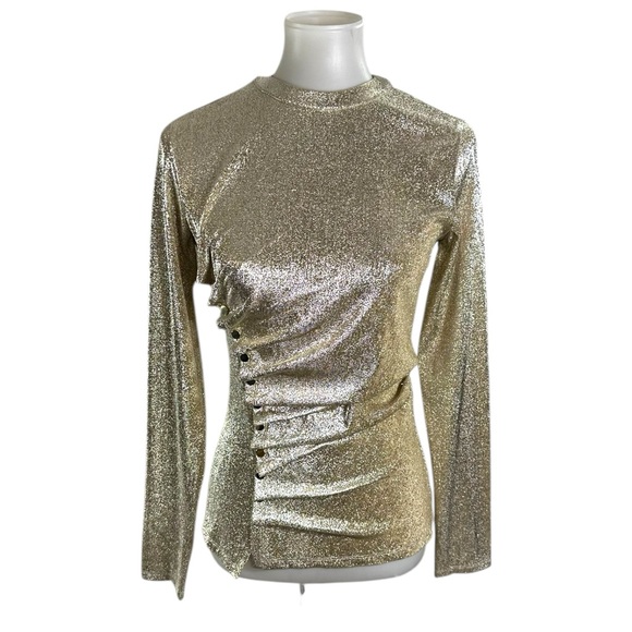 Paco Rabanne | Tops | Paco Rabbane Arymetric Gold Drap Pression Lurex ...